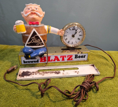 Vintage 1950 s Blatz Beer Light Sign Clock - Great Condition - Still ...