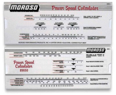 Moroso 89650 Power/Speed Calculator Slide Tool Calculate ET & MPH | eBay