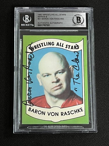 BARON VON RASCHKE 1982 WRESTLING ALL STARS SIGNED AUTOGRAPHED CARD BAS ...