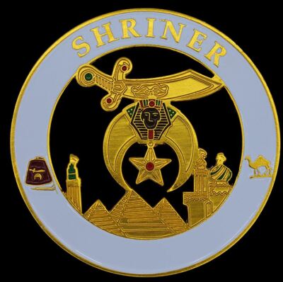 Shriner White and Gold Car Emblem Badge - 2.75" Round Shriners Car ...
