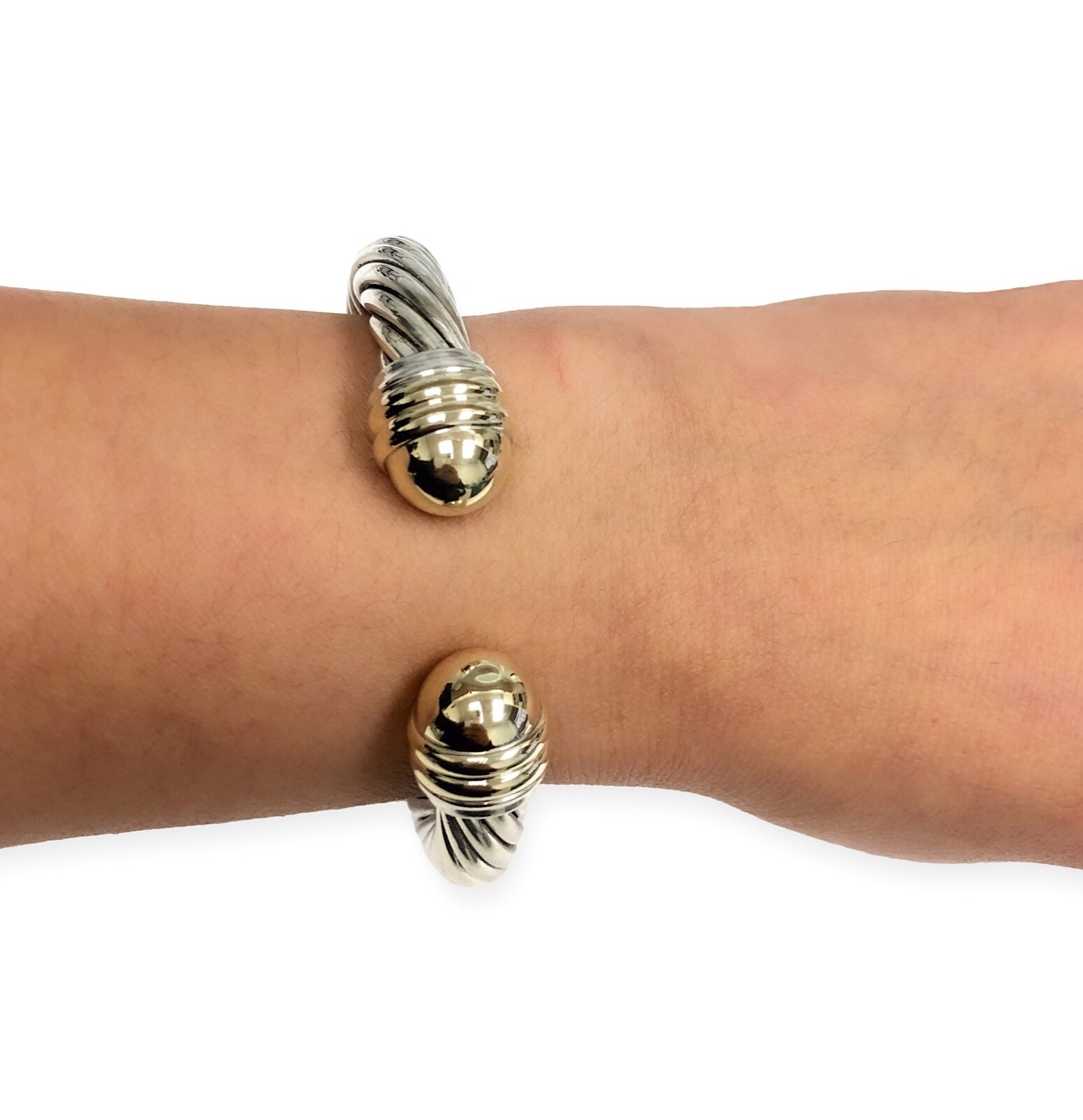 David Yurman Sterling Silver 14K Gold Dome Hinge Cabl… - Gem