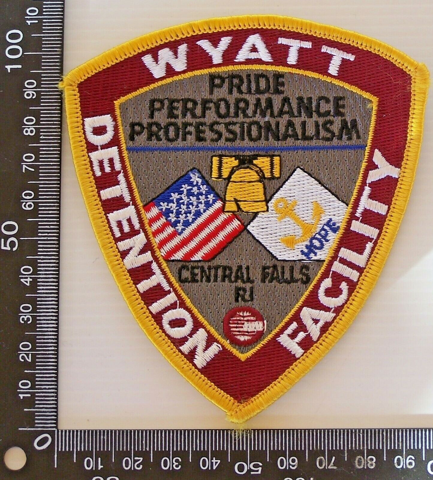 VINTAGE WYATT DETENTION FACILITY RI EMBROIDERED PATCH WOVEN CLOTH SEW ...