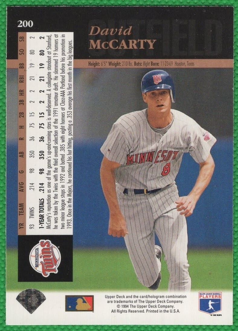 1994 Upper Deck - #200 David McCarty for sale online | eBay