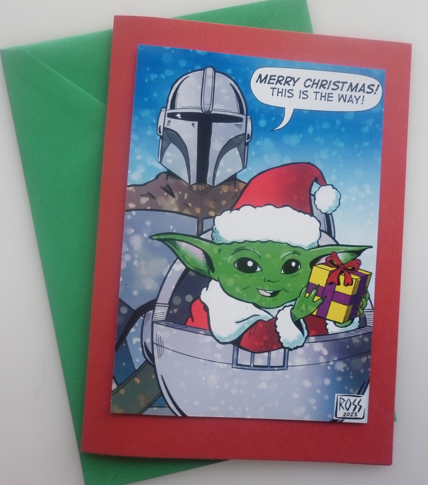 The Mandalorian & Grogu Christmas Card • Handmade Unique design • Star ...