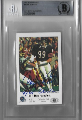 Dan Hampton 1981 POLICE Chicago Bears Rookie RC On Card Auto Autograph ...