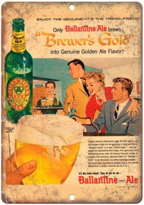 Ballantine Ale Brewer's Gold Vintage Beer Reproduction Metal Sign E252 ...