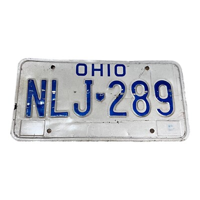 Vintage Ohio Collectible License Plate Tag Original # NLJ 289 1980s ...