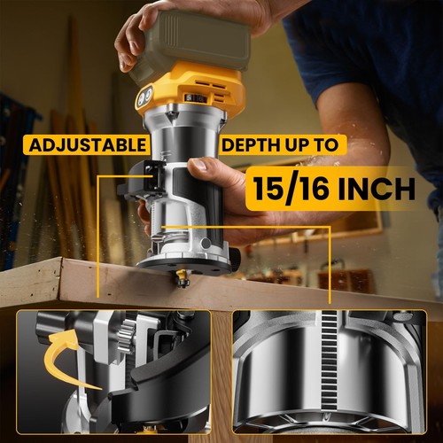 Cordless Compact Router for DeWalt 20V Battery (Bare Tool), 6 Variable ...