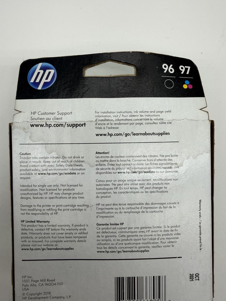 NEW SEALED HP 96 Black & 97 Tri-Color Ink Combo Pack OEM Genuine ...