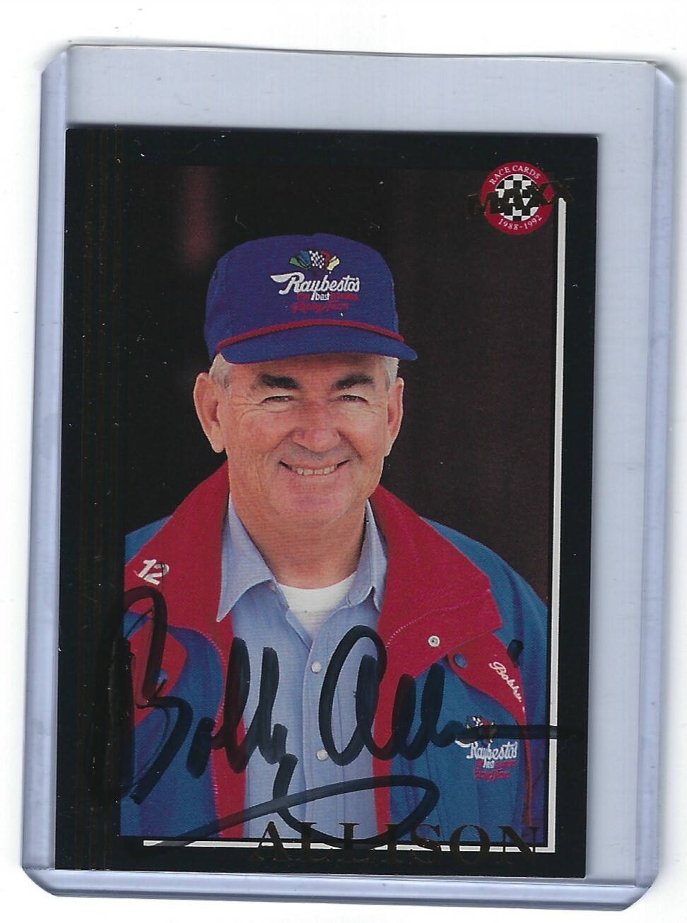 Bobby Allison; 1992 Black Maxx Autographed Auto Racing Card #114; Mint ...