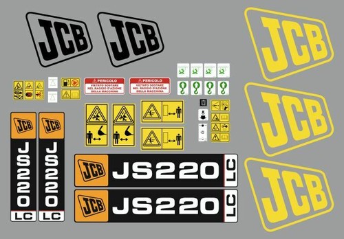 Jcb Js 220LC Stickers Adhésifs Kit Complet Premier Modèle | eBay