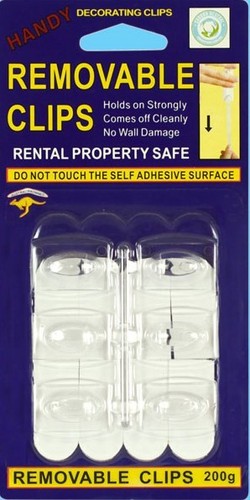 Removable Clear Adhesive Decorating Wall Clips Hooks Large No Wall ...