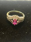 Gorgeous Vintage Style 14k Gold Pink Ruby with Diamonds Accents Ring | eBay