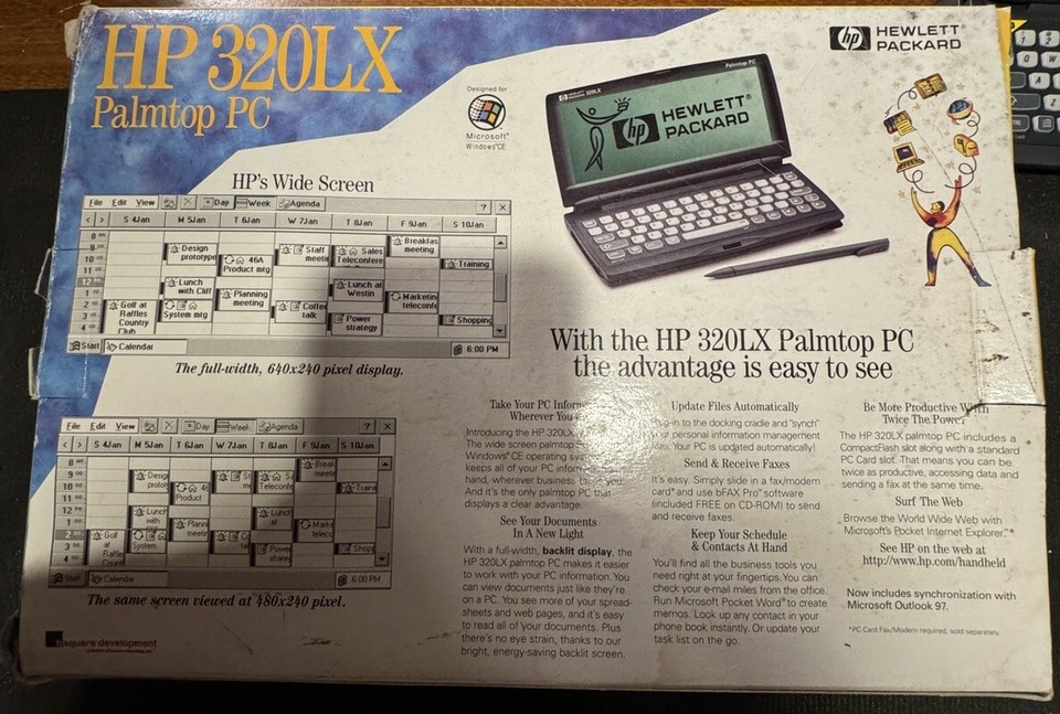 HP 320LX PDA Palmtop Handheld Notebook PC And Dock - 4MB | eBay