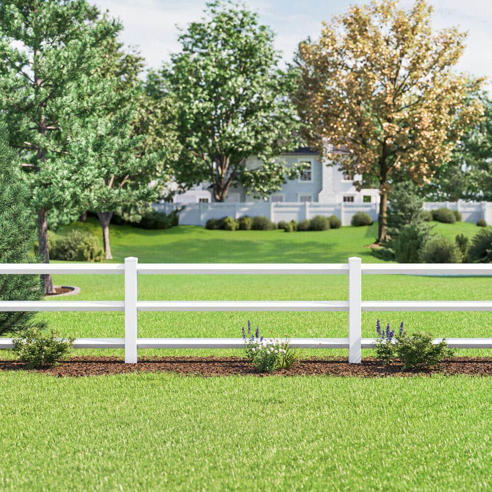 White Vinyl Fence Rails 4 Rail Vinyl Ranch Rail | Vinyl Fencing