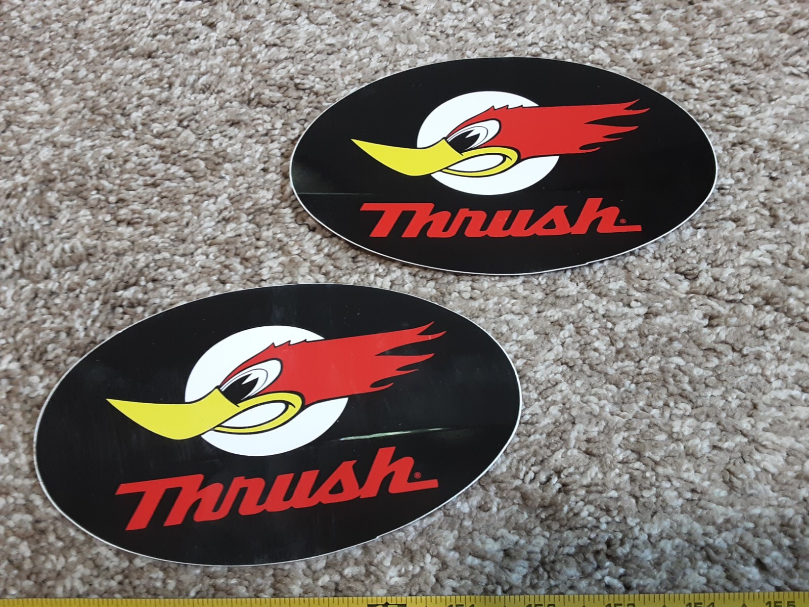 Lot of 2 Classic Thrush Exhaust Black Racing Decals Stickers NHRA Hot ...