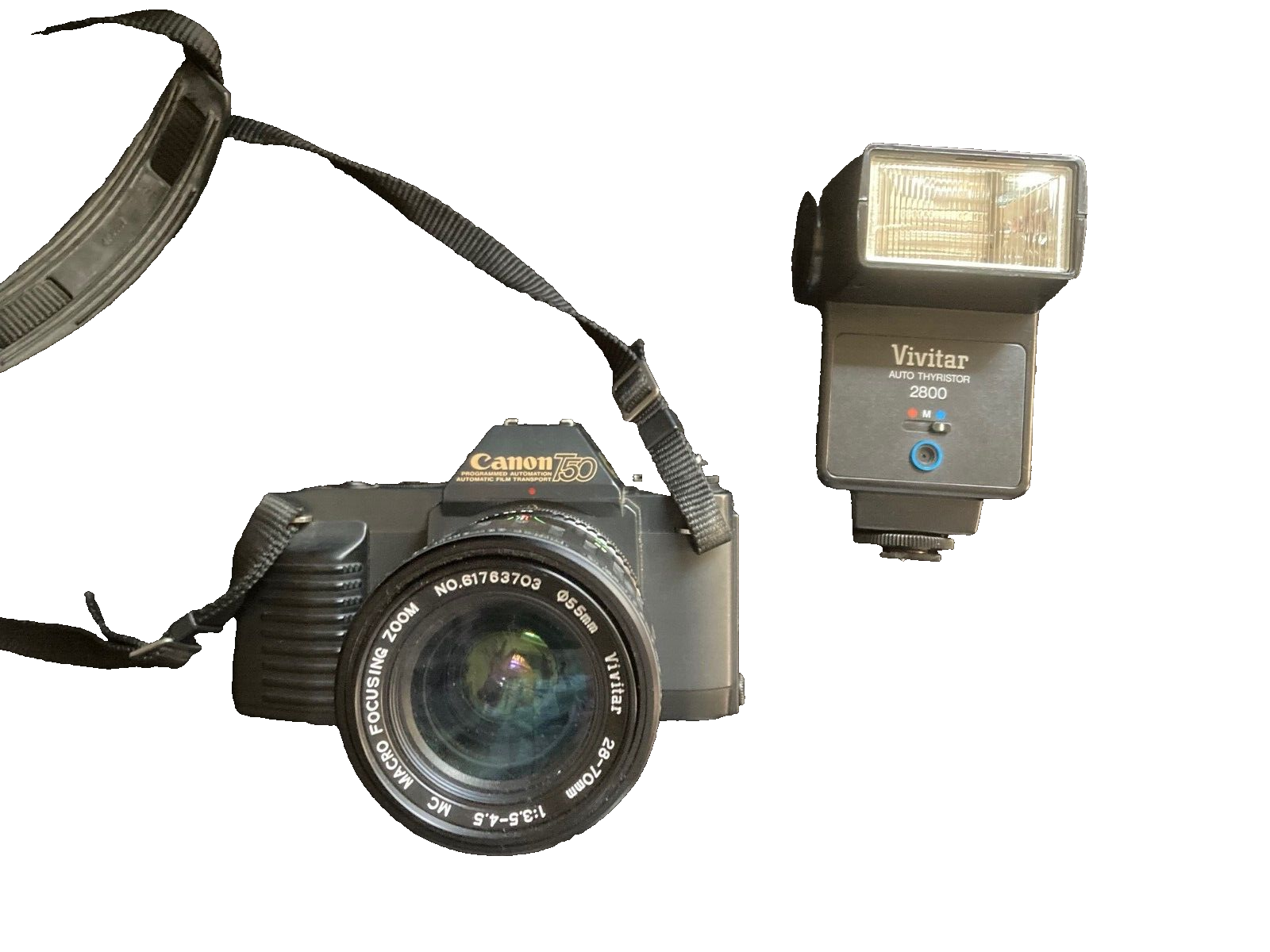 Vintage Canon T50 35mm SLR Film with Vivitar 28-70mm 1:3.5/4.5 w ...