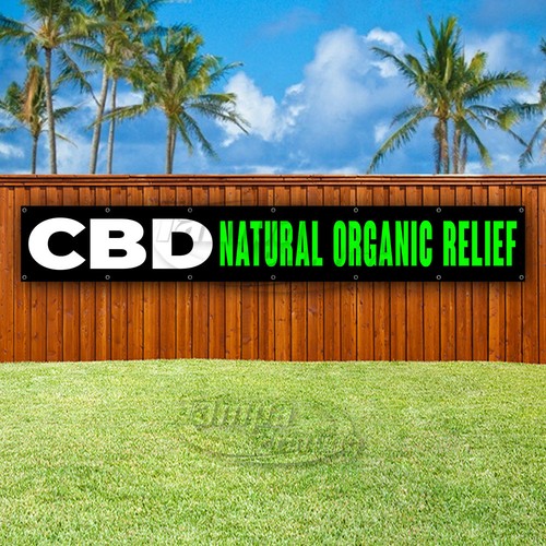 CBD NATURAL ORGANIC RELIEF Advertising Vinyl Banner Flag Sign LARGE ...