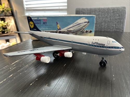 Vtg Airlines Boeing 747 Jumbo Jet Plane Haji Japan Tin Litho Toy ...