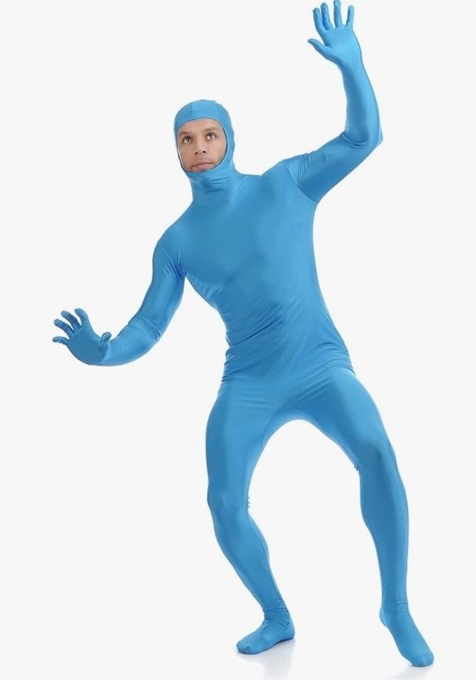 Blue Full Body Spandex Bodysuit Costume With Back Zipper UNISEX | eBay