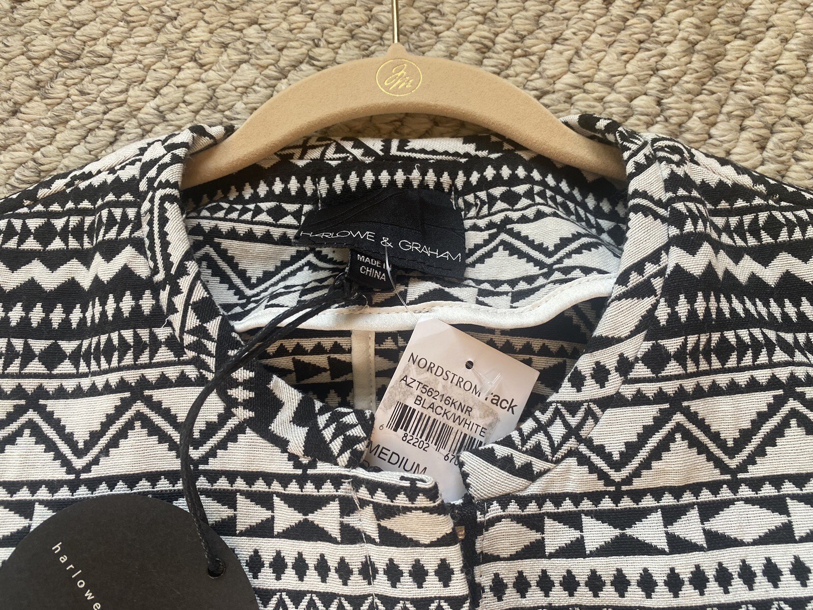 NWT Women’s Harlow & Graham Black White Tribal Blazer Jacket Sz Med | eBay