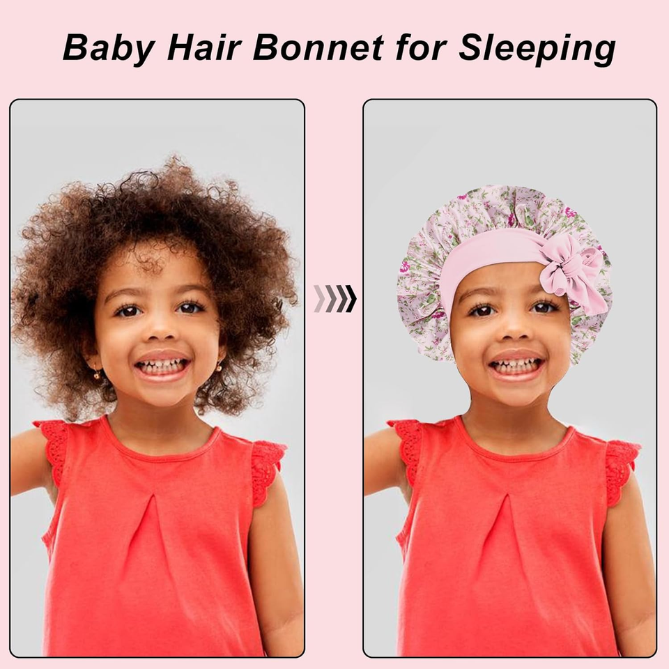 3 Pcs Baby Hair Bonnet for Sleeping - Kids Silk Satin Bonnets for Girls ...