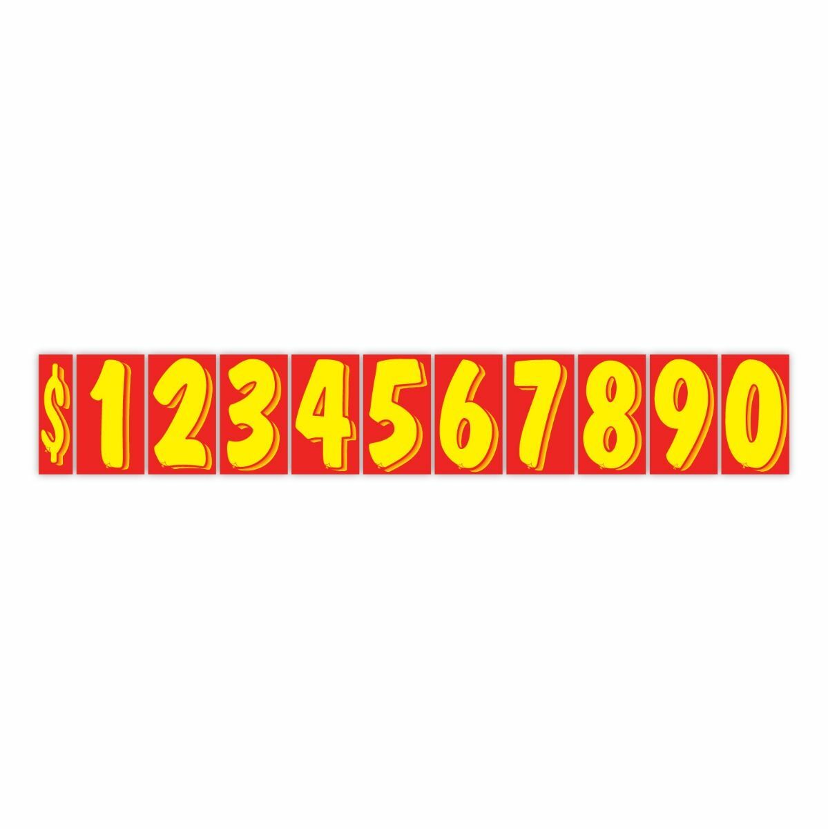 CAR DEALER VERSA-TAG 7 1/2 INCH VINYL WINDOW NUMBER STICKERS Red/Yellow ...