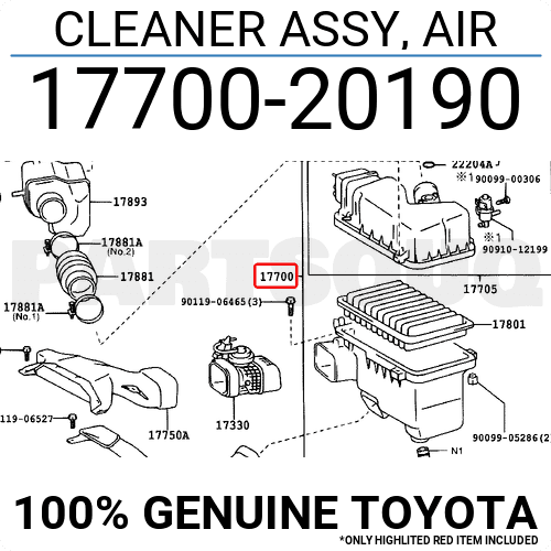 1770020190 Genuine Toyota CLEANER ASSY, AIR 17700-20190 | eBay