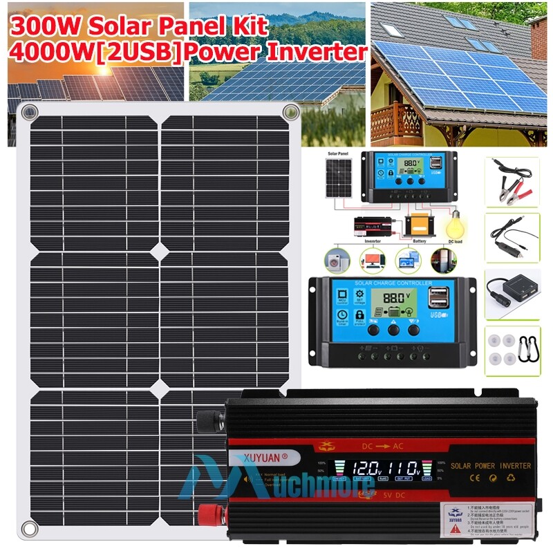 6000W Solar Panel Kit Solar Power Inverter Generator 100A Home 110V ...