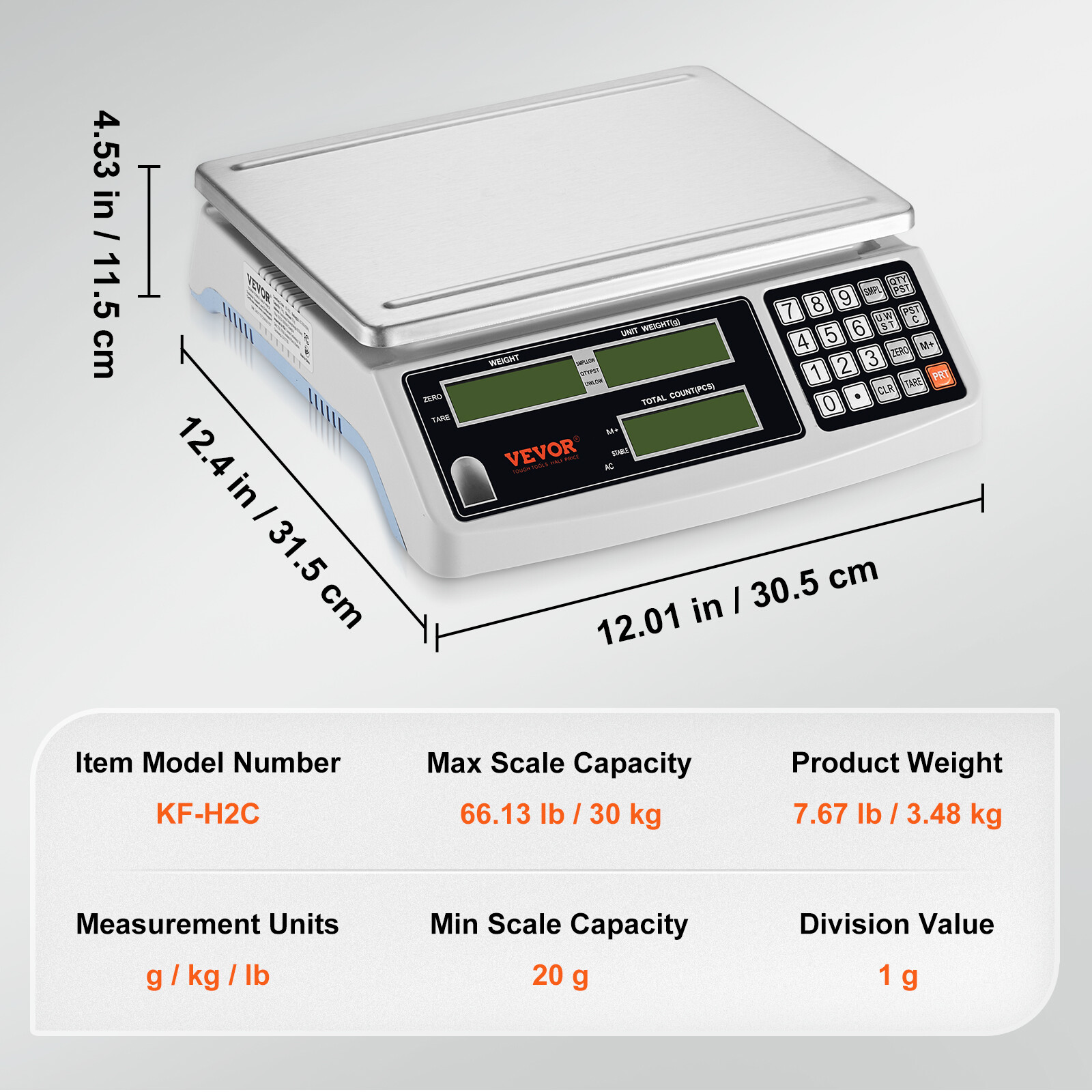 VEVOR Counting Scale 66 lbs Digital Weighing Scale Food Meat Scales w ...