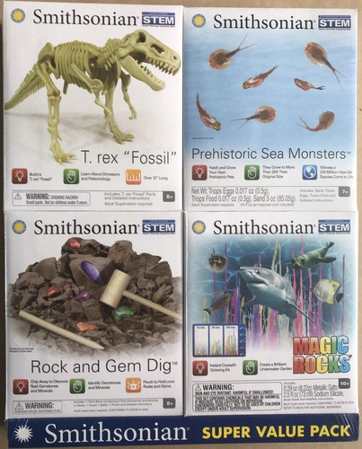 Smithsonian Stem Super Value Pack T-Rex, Sea Monsters, Rock Gem Dig ...