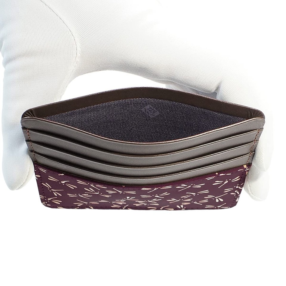 Indenya Slim Card Case Thin, Deerskin Purple with White Lacquer ...