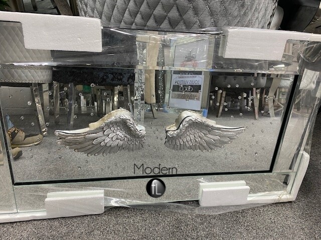 Small 3D Angel wings mirrored picture with glitter art detail, Angel ...