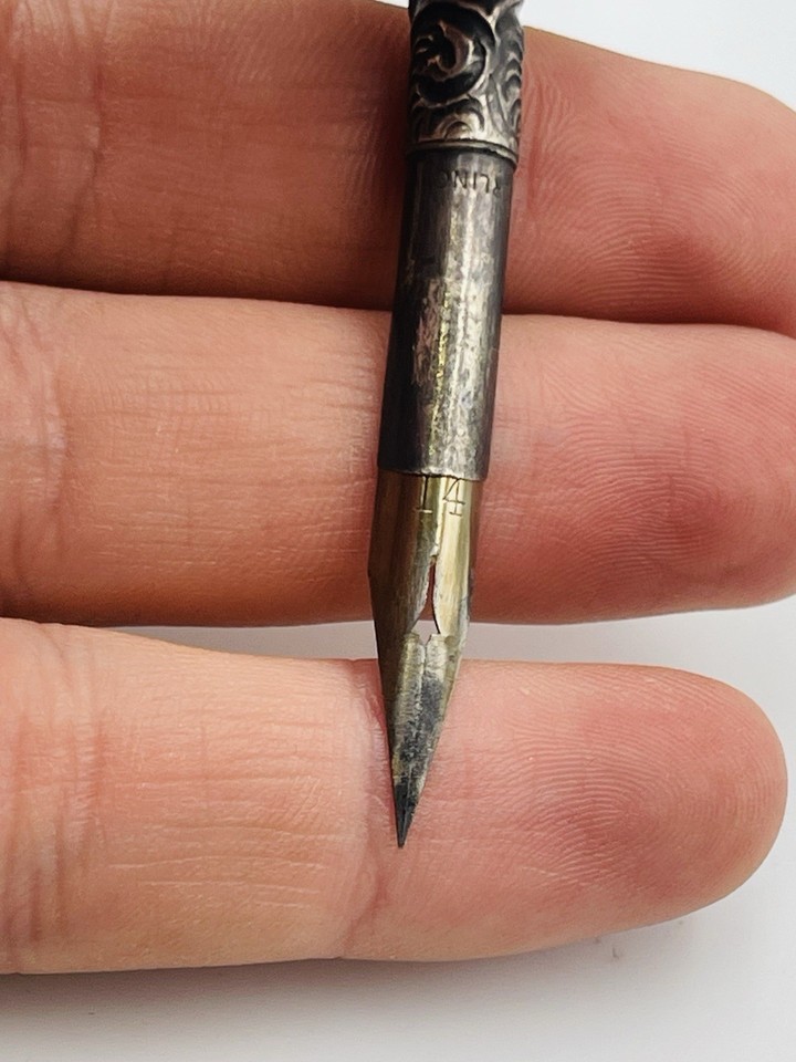 Antique Sterling Silver Repousse Pattern Long Fountain Dip Pen | eBay