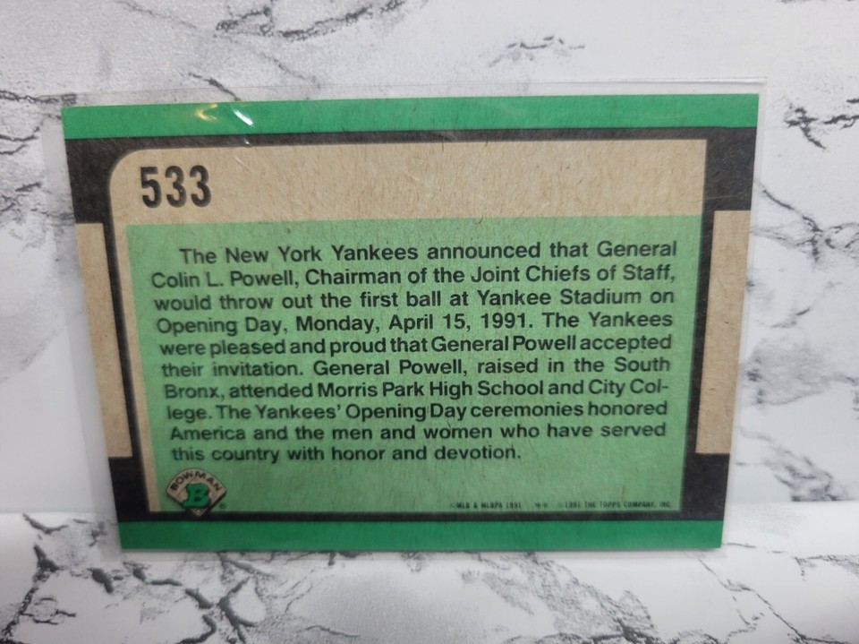 General Colin Powell 1991 Bowman Trading Card #533 American Hero Desert ...