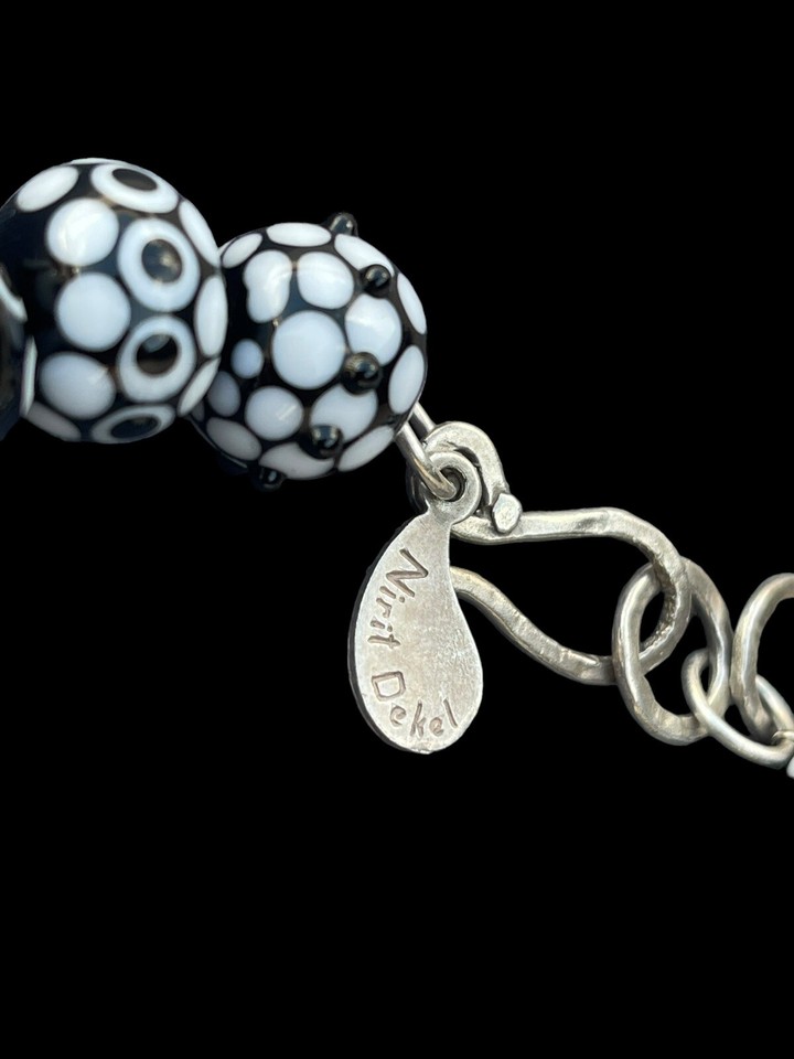 Stunning Handcrafted Black & White Dot Glass SPUTNIK Beaded NIRIT DEKEL ...