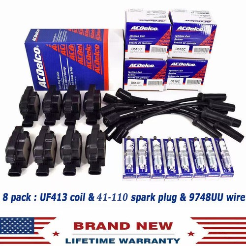 OEM AcDelco 8 PACK UF413 Ignition Coil + 41-110 Spark Plug + 9748UU ...