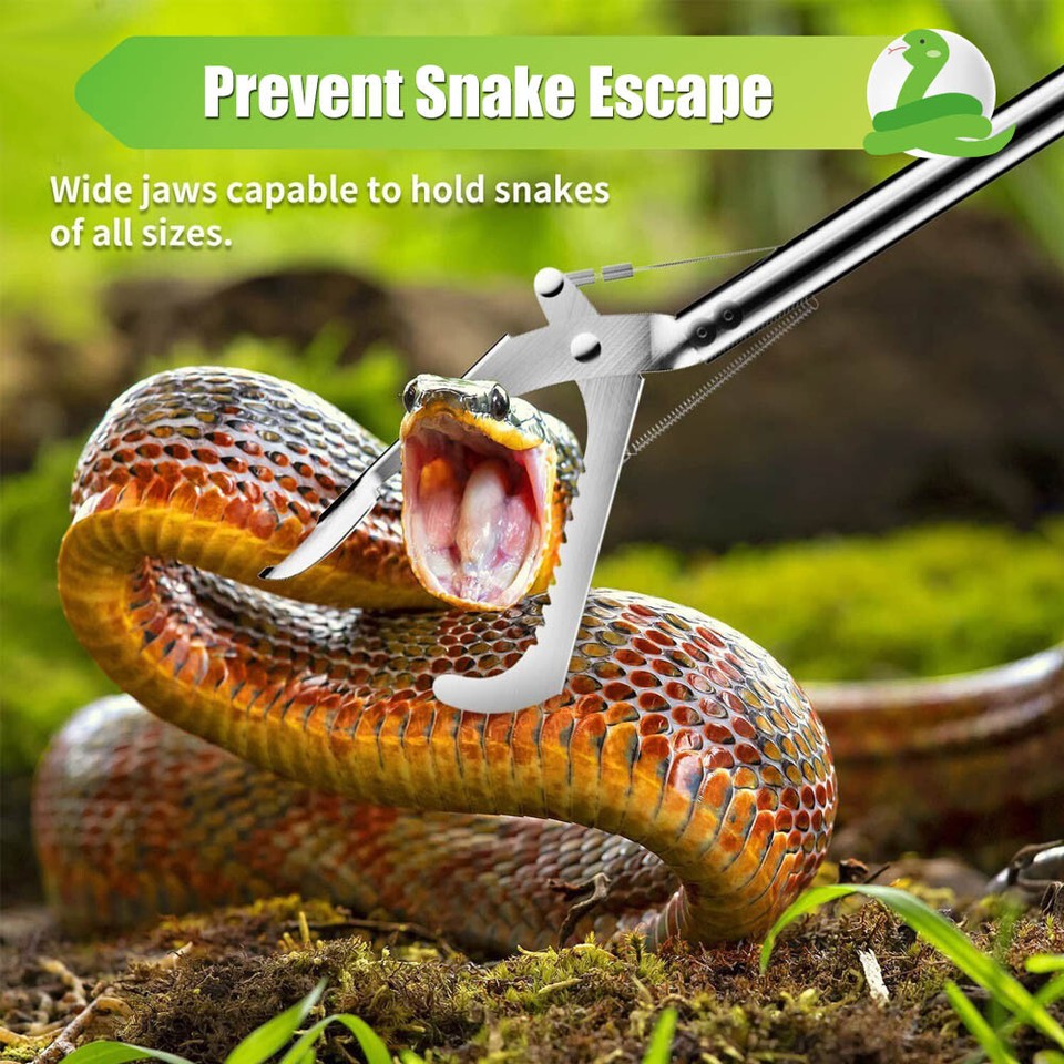 Heavy Duty Snake Tongs Hook Reptile Grabber Catcher Wide Jaw Handling ...