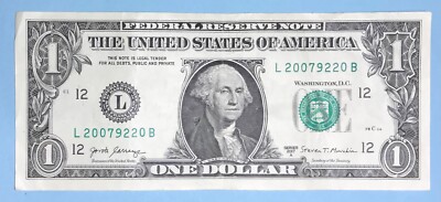 2007 September 22 (L 20079220 B) Birthday Note $1 One Dollar Bill (2007 ...