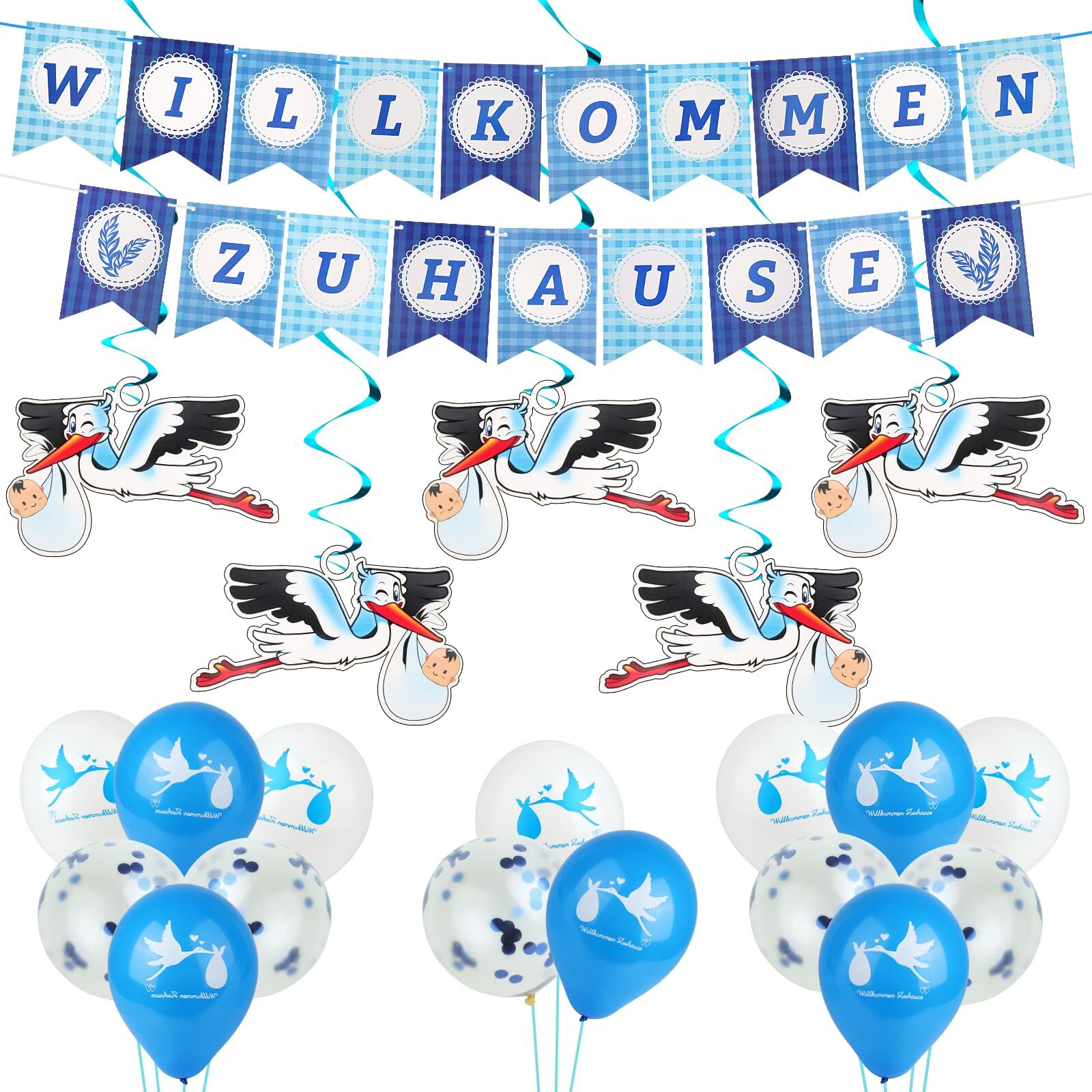 Blue Welcome Home Baby Banner Decorations and Balloons for Baby Welcome ...