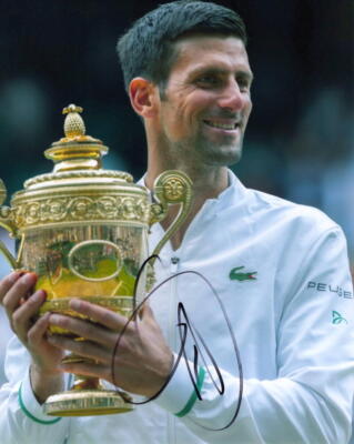 Novak Djokovic Signed Autograph 8x10 Photo - Wimbledon Champion Holding ...