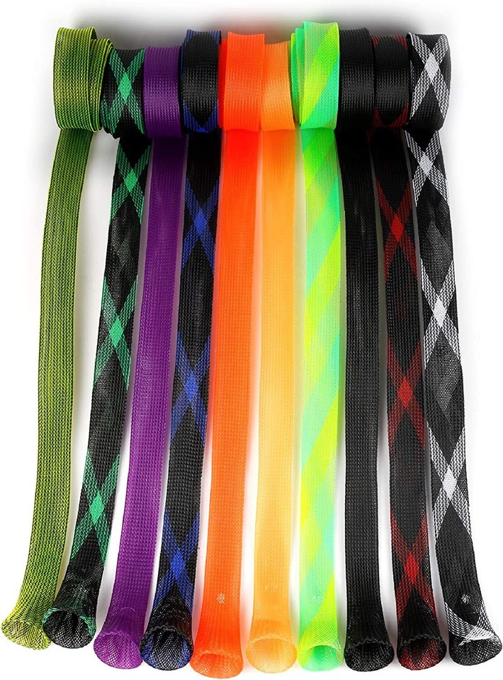 10PCS Fishing Rod Cover Sleeve Braided Mesh Rod Sock Protector Pole ...