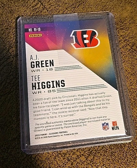 2020 Illusions A.J. AJ Green * Tee Higgins dual jersey patch relics ...