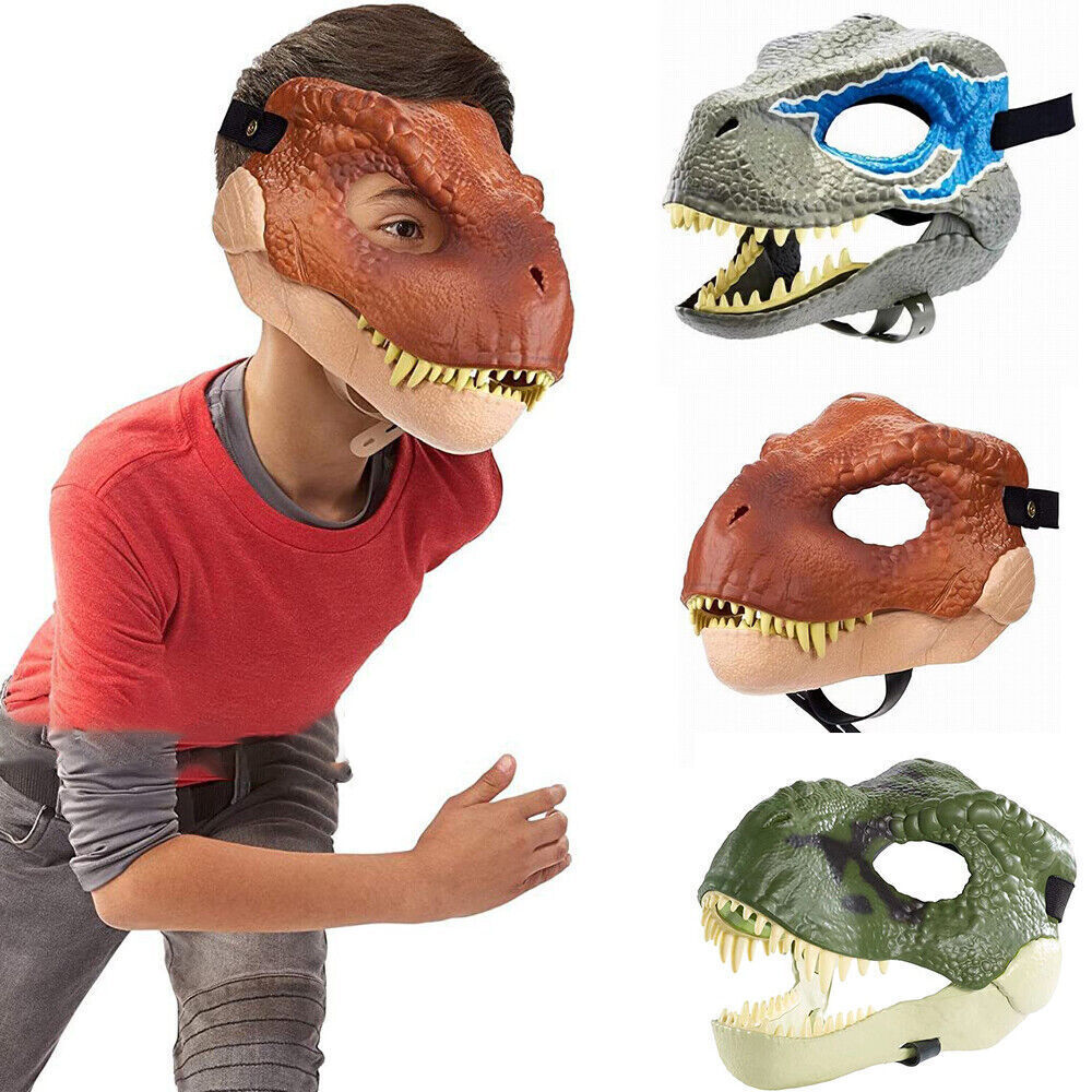 Cosplay Mask Velociraptor Movable Jaw Kids Dinosaur Moving Mask Full ...