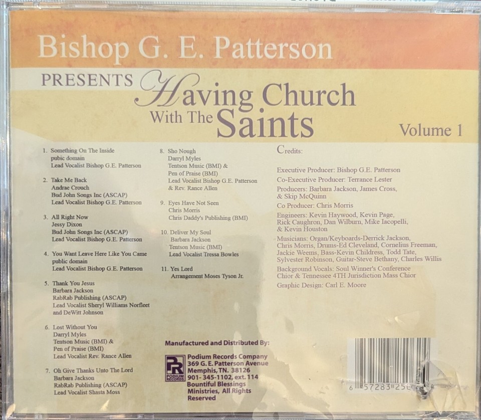 Having Church With The Saints Volume 1 - Bishop GE Patterson - CD ...