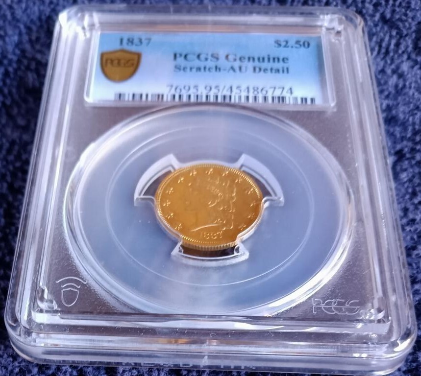 1837 Classic Liberty $2 1/2 gold Quarter Eagle, HM-1, PCGS AU details ...