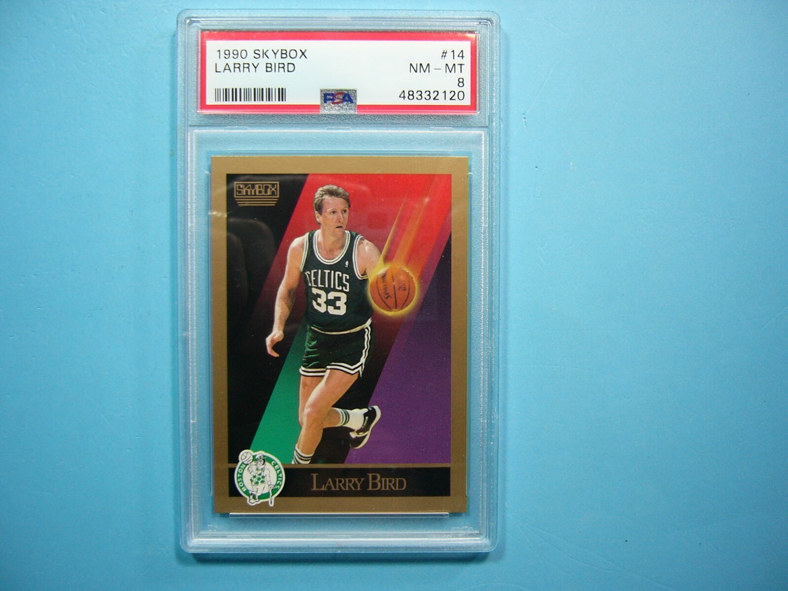 1990 1990/91 SKYBOX NBA BASKETBALL CARD #14 LARRY BIRD PSA 8 NM/MINT ...