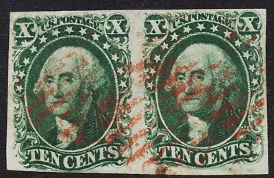 U.S. Classic #14 PAIR VF & XF 10 cent green with a Red grill Cancel | eBay