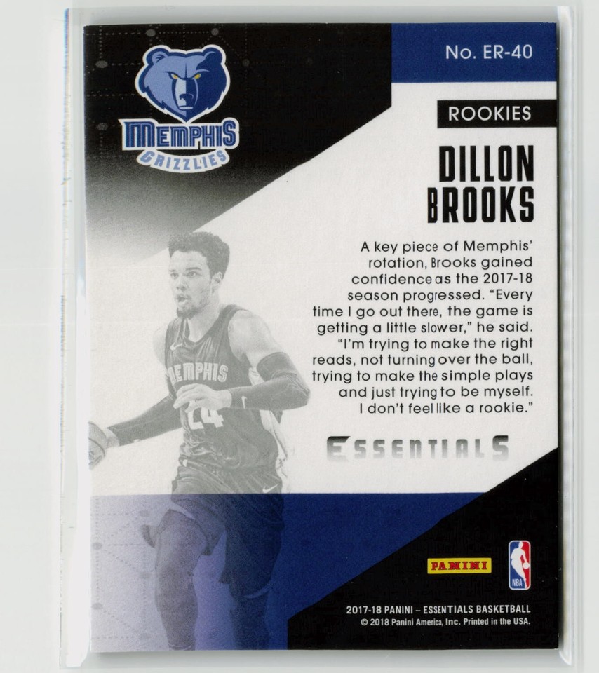 DILLON BROOKS 2017-18 Panini Essentials ESSENTIAL ROOKIES #ER-40 Rookie ...