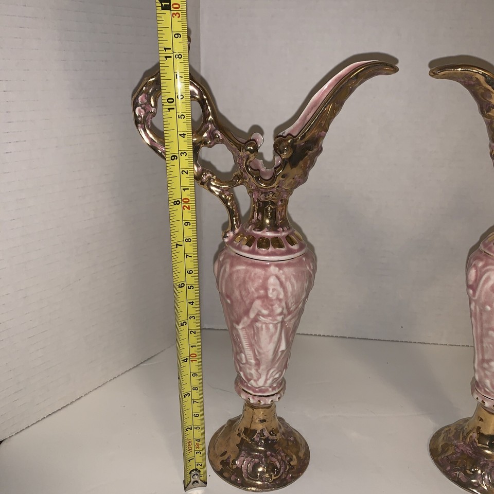 Vintage E Palestine Goldra Pink/Gold Porcelain Ewer Pitcher Greek ...